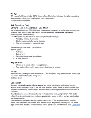How to Apply for CORU Registration in Ireland | PDF