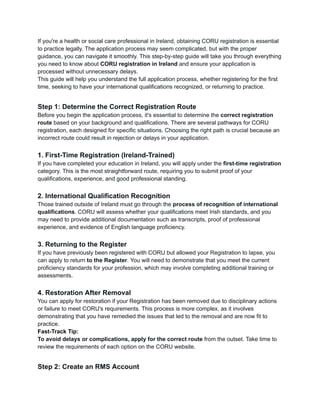 How to Apply for CORU Registration in Ireland | PDF