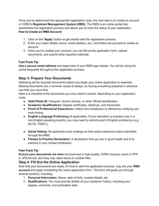 How to Apply for CORU Registration in Ireland | PDF