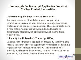 How to apply for Transcript Application Process at Madhya Pradesh ...