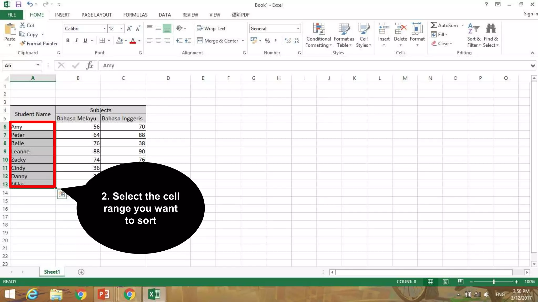 How to arrange data alphabetically in excel 2013 | PPTX