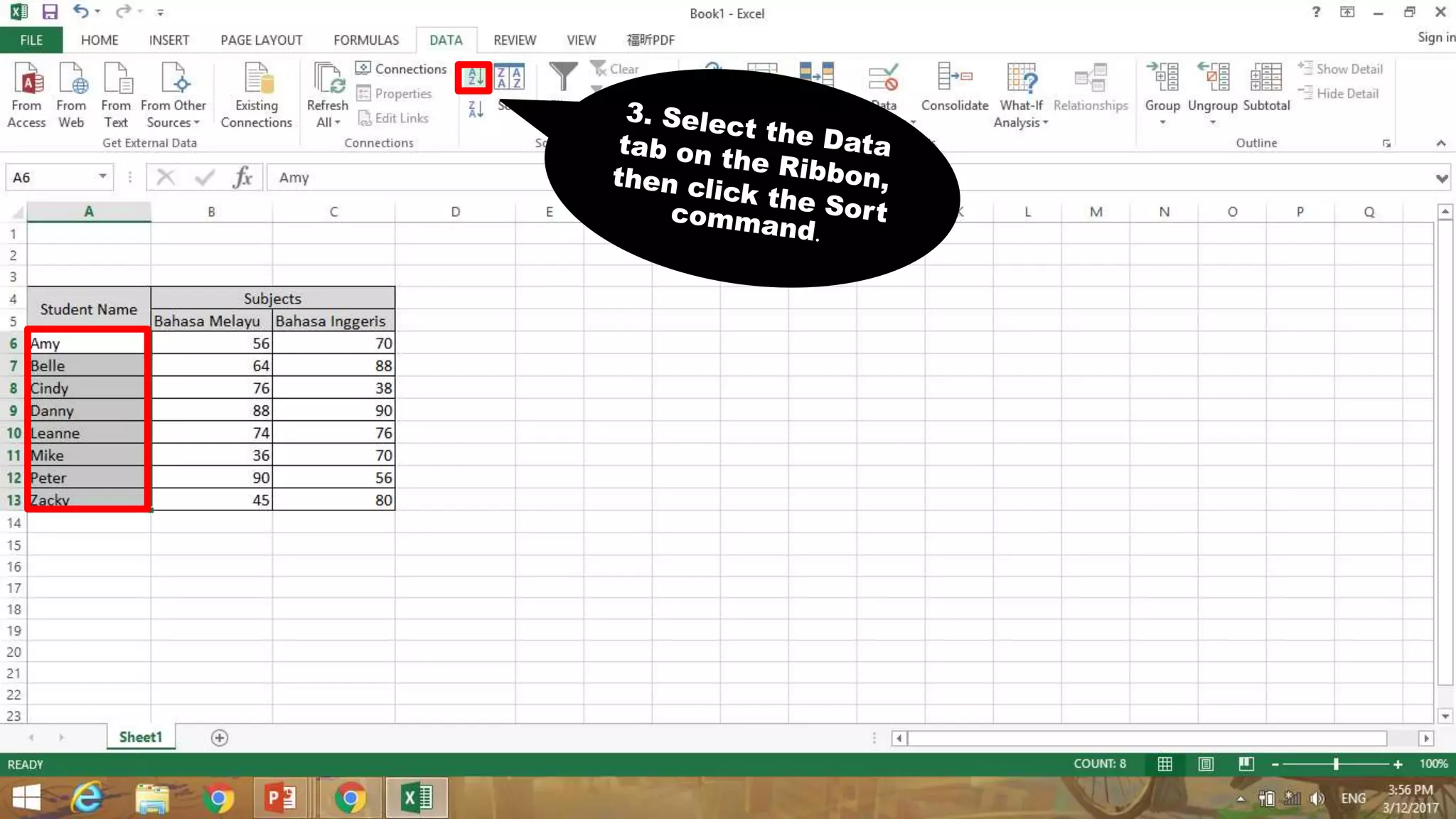 How to arrange data alphabetically in excel 2013 | PPTX