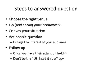 How to Ask questions people want to answer | PPTX