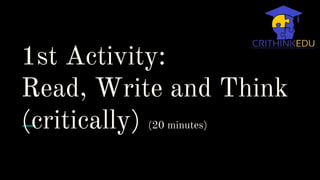 How to assess Critical Thinking Through Writing? | PPT