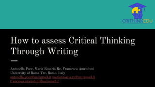 How to assess Critical Thinking Through Writing? | PPT