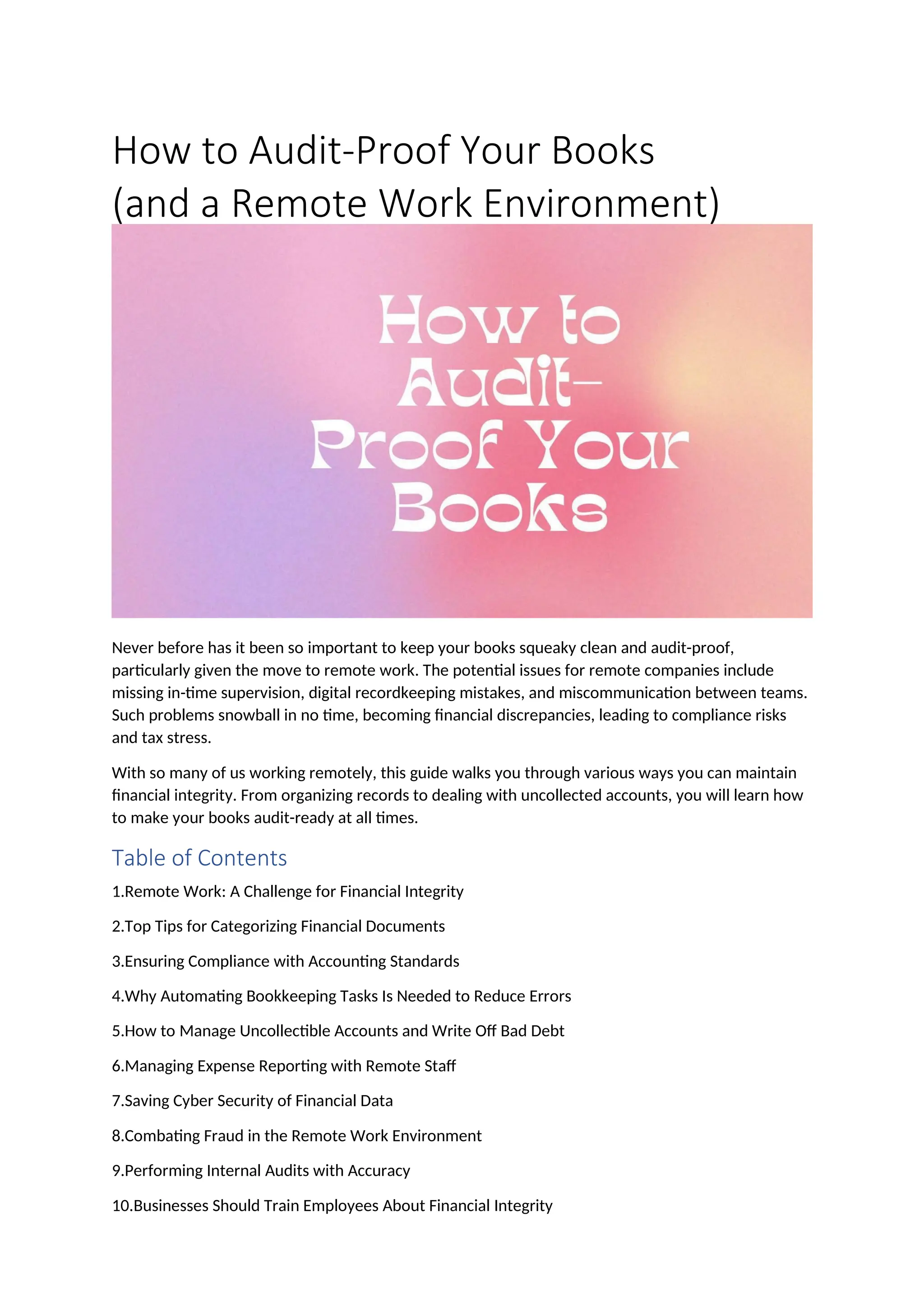 How to Audit-Proof Your Books (and a Remote Work Environment) | PDF