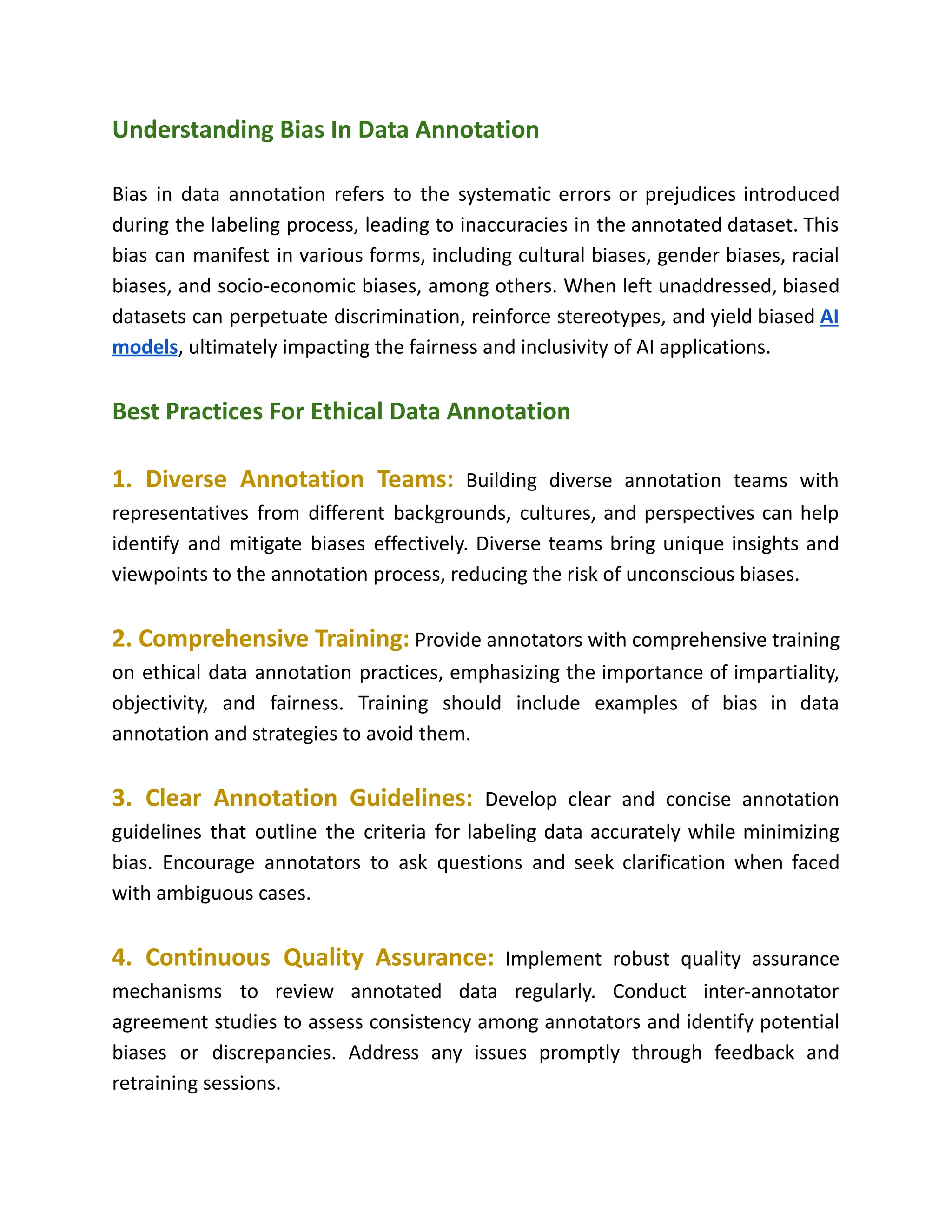 How To Avoid Bias In Data Annotation: Best Practices For Annotators | PDF