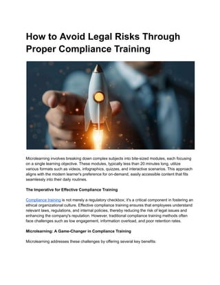 How to Avoid Legal Risks Through Proper Compliance Training | PDF