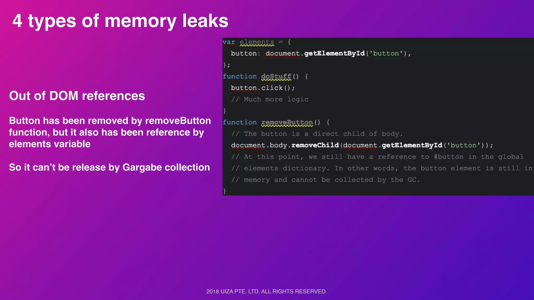 How to avoid memory leak in javascript - nguyentvk@uiza.io