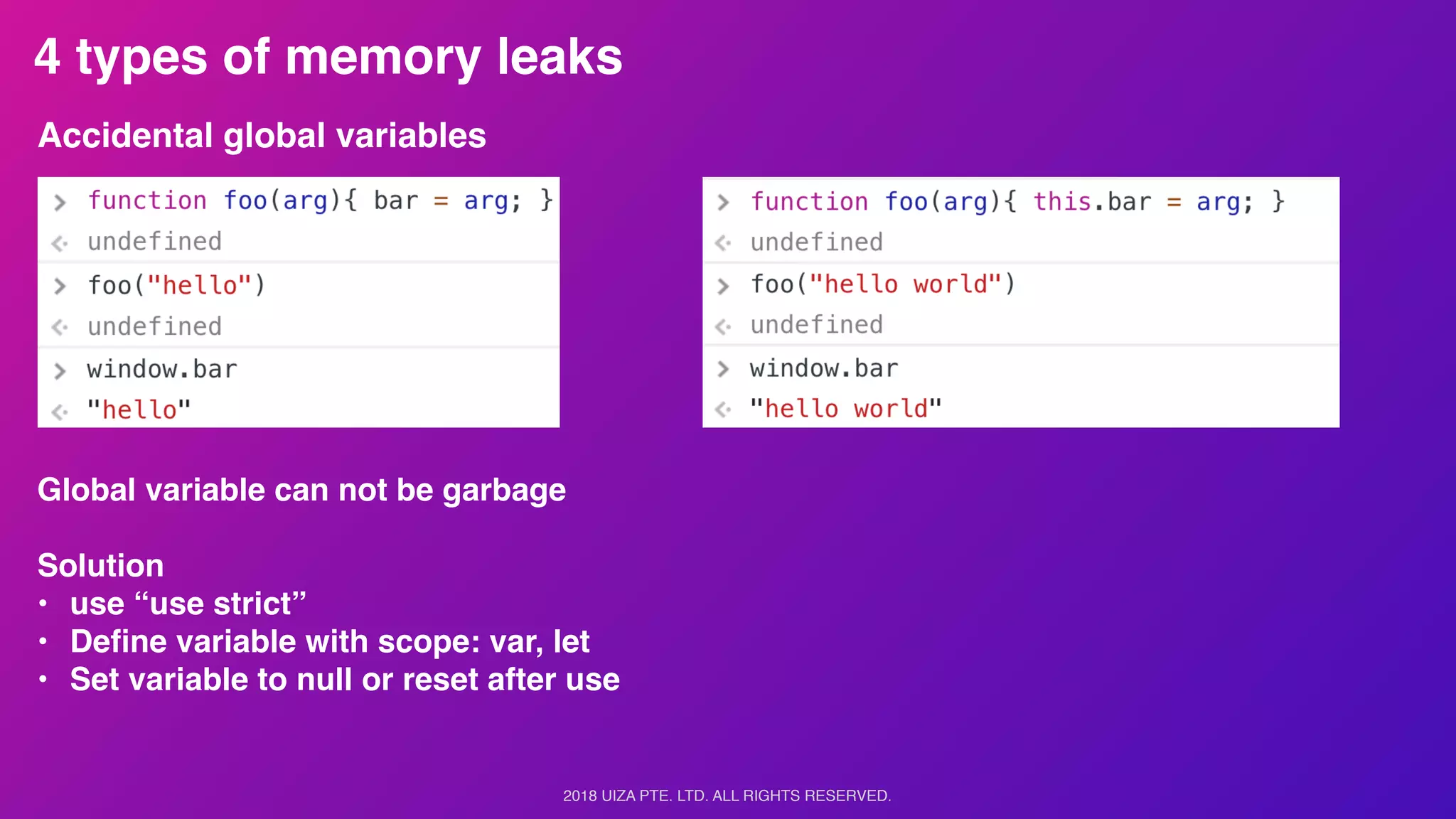 How to avoid memory leak in javascript - nguyentvk@uiza.io