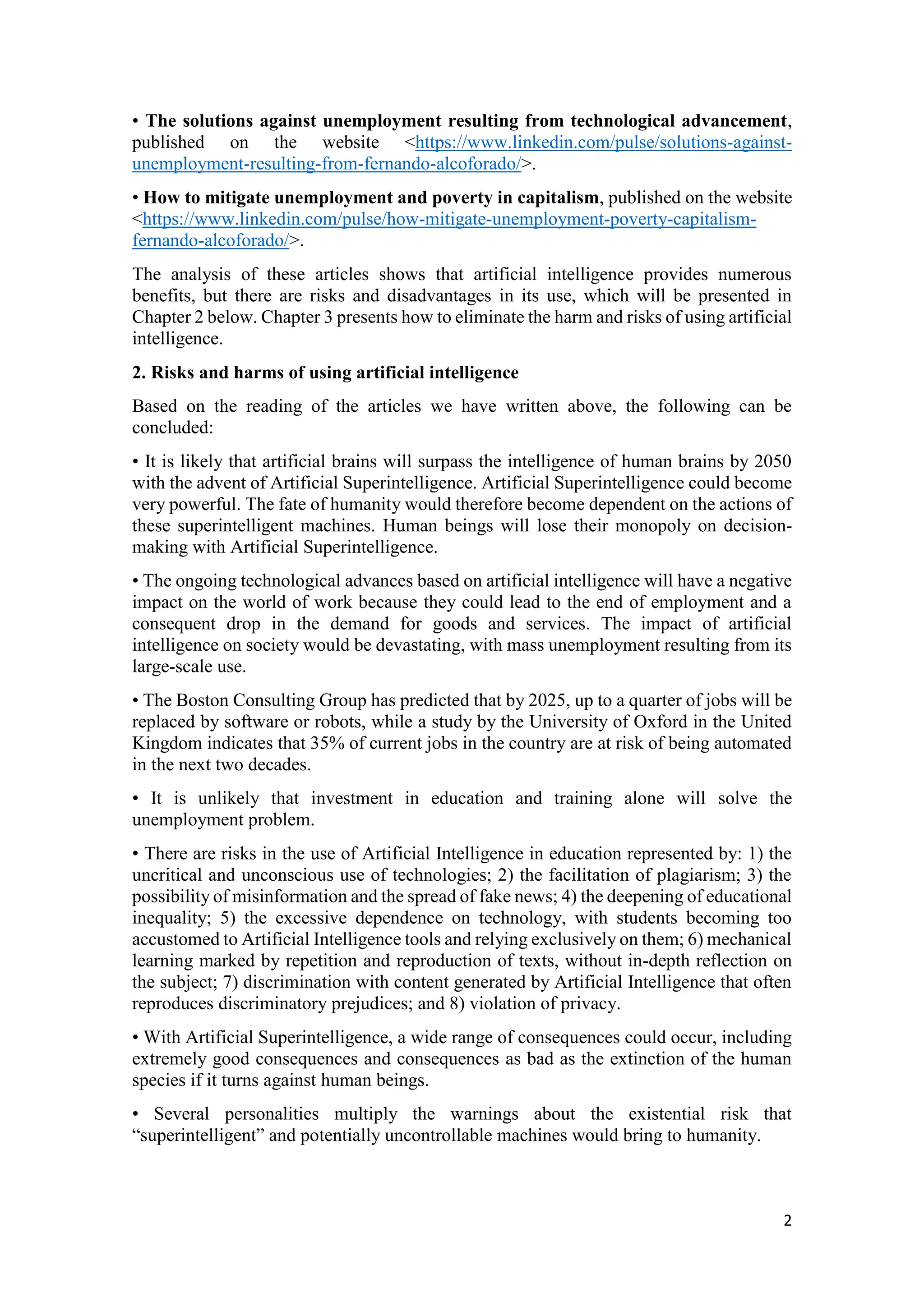 HOW TO AVOID NEGATIVE CONSEQUENCES AND RISKS IN USING ARTIFICIAL ...