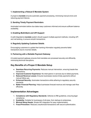 How to Avoid Payment Failures with a Proper E Mandate Setup | PDF