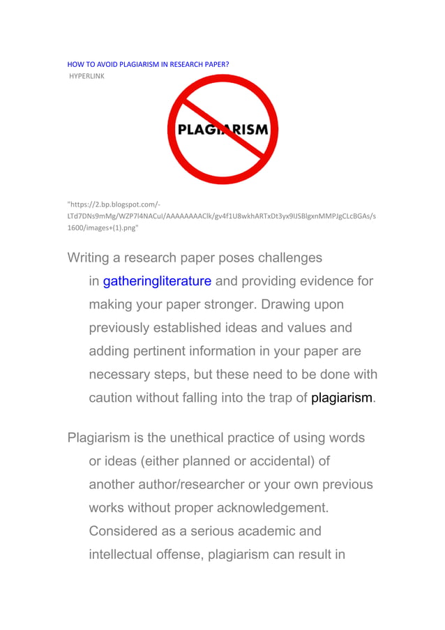 How to avoid plagiarism? | PDF