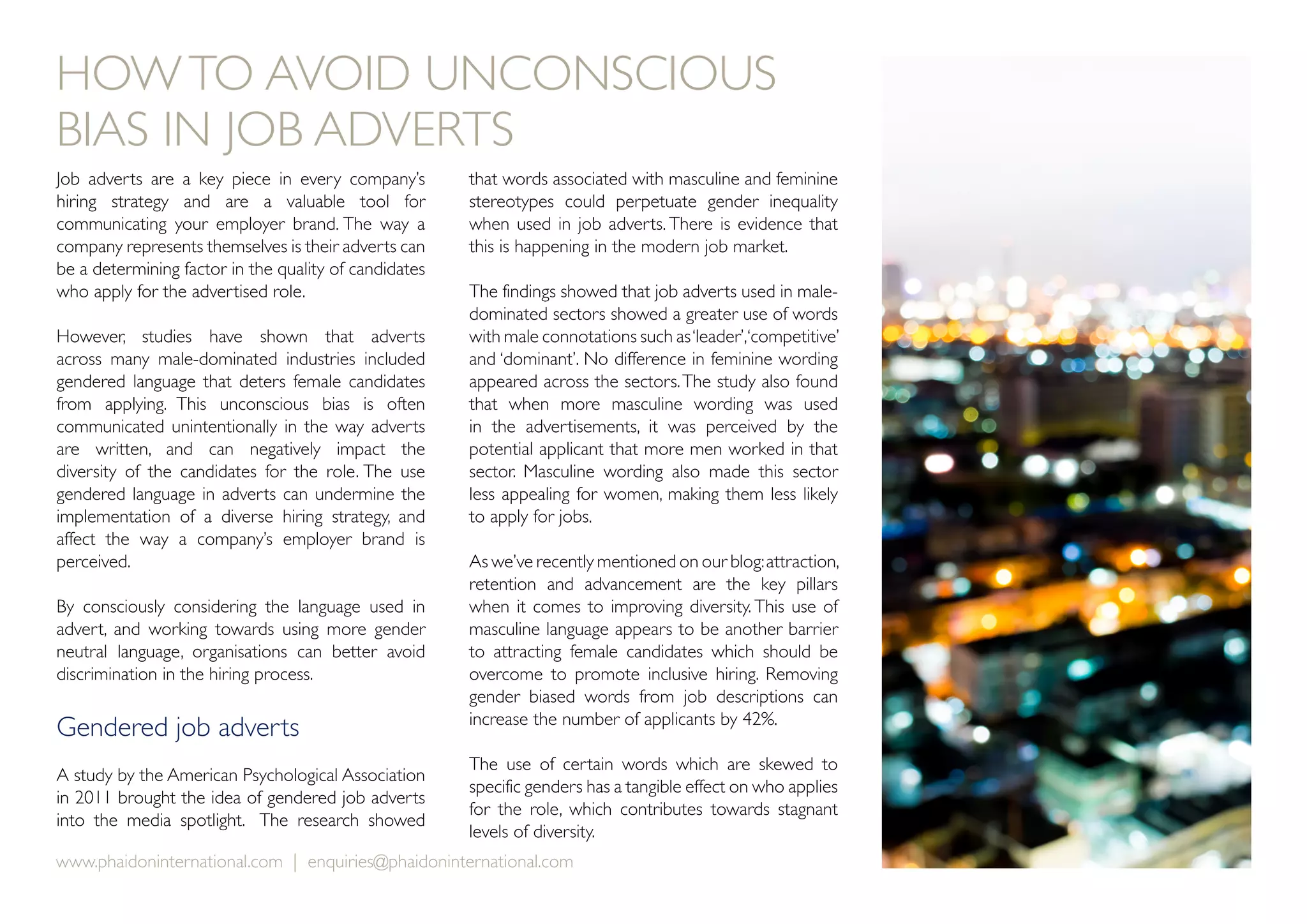 How to avoid unconscious bias in job adverts | PDF