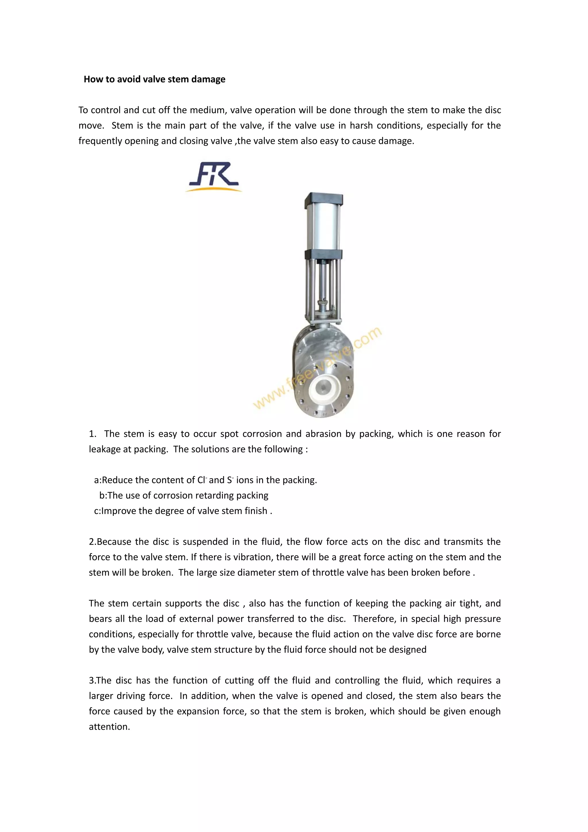 How to avoid valve stem damage | PDF