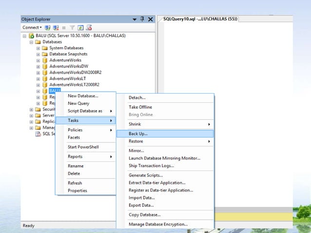 How to backup database in sql server | PPTX | Databases | Computer Software and Applications