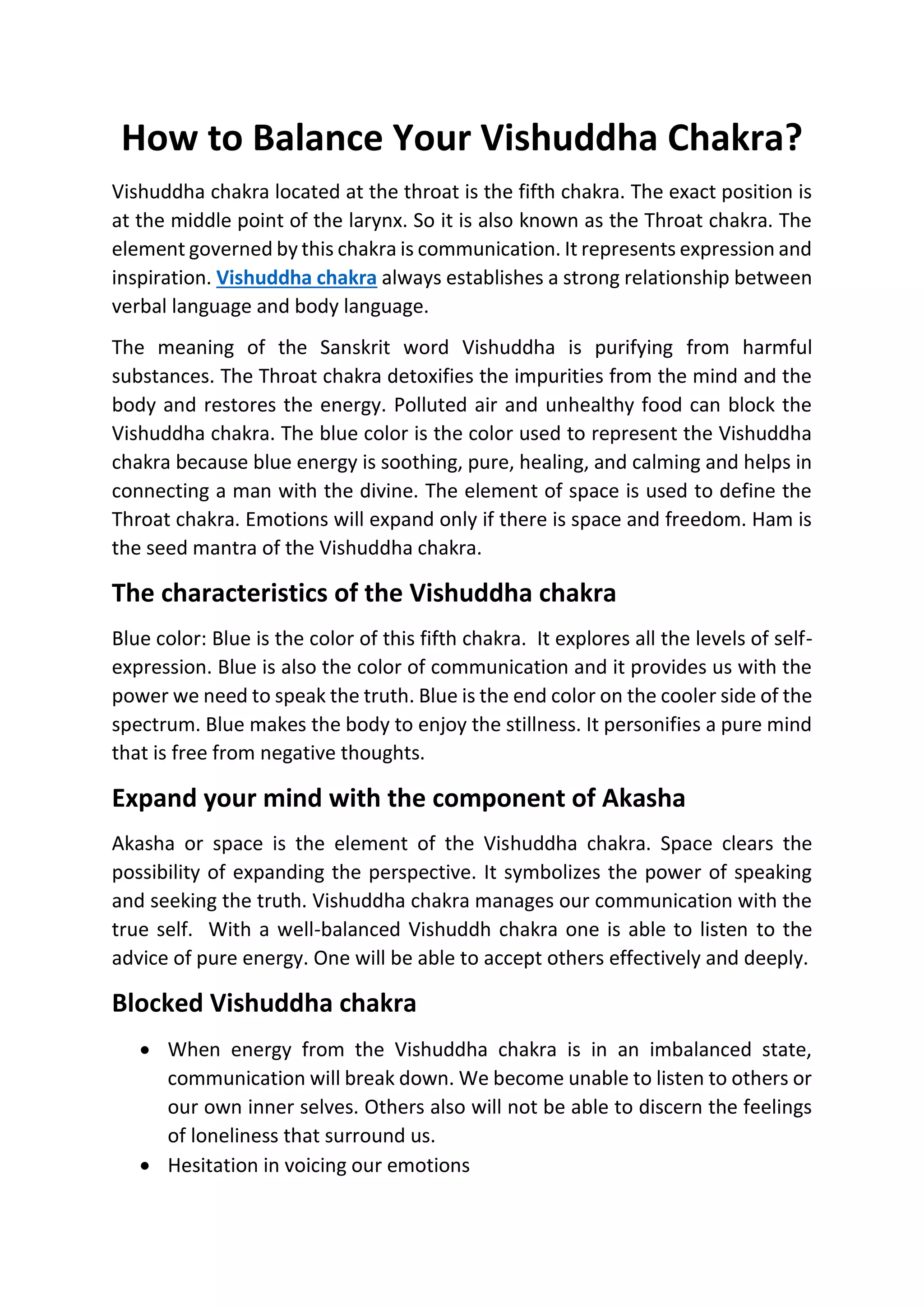 How to Balance Your Vishuddha Chakra | PDF