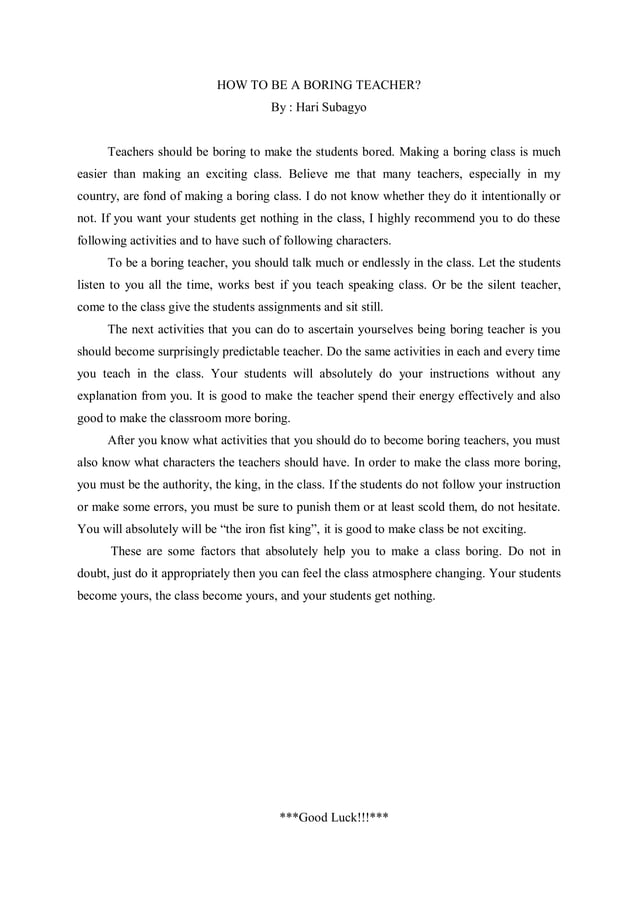 How to be a boring teacher | PDF