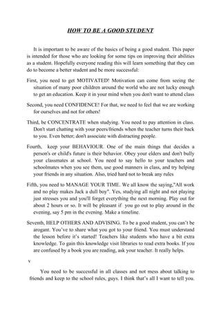 How to be a good student | PDF
