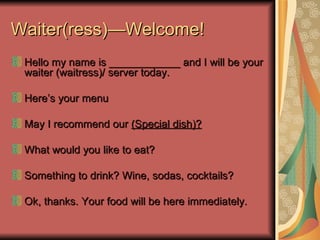 How To Be A Good Waiter | PPT | Bars & Restaurants | Attractions