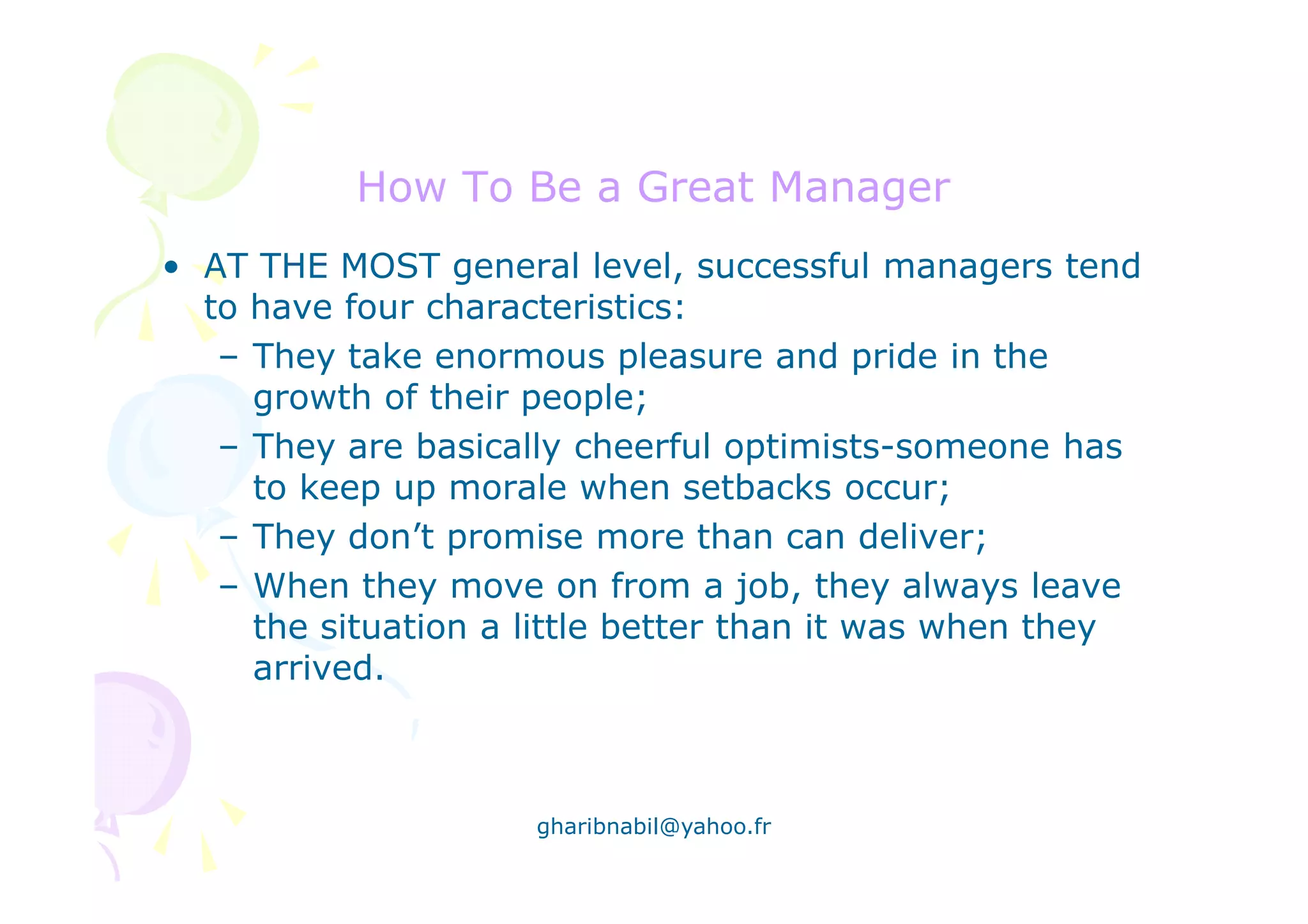 How to be a Great Manager | PDF | Executive Leadership & Management ...