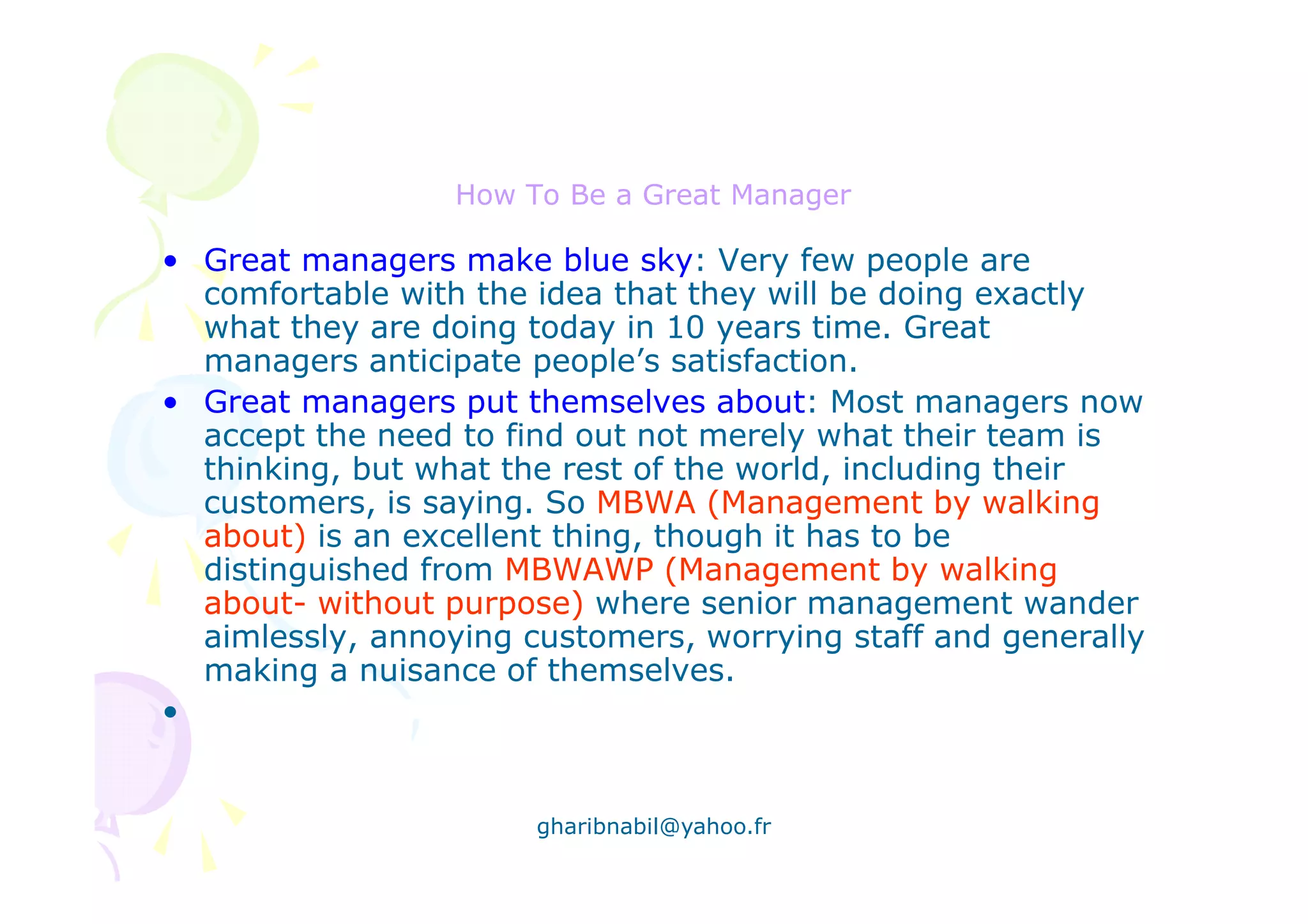 How to be a Great Manager | PDF | Executive Leadership & Management ...