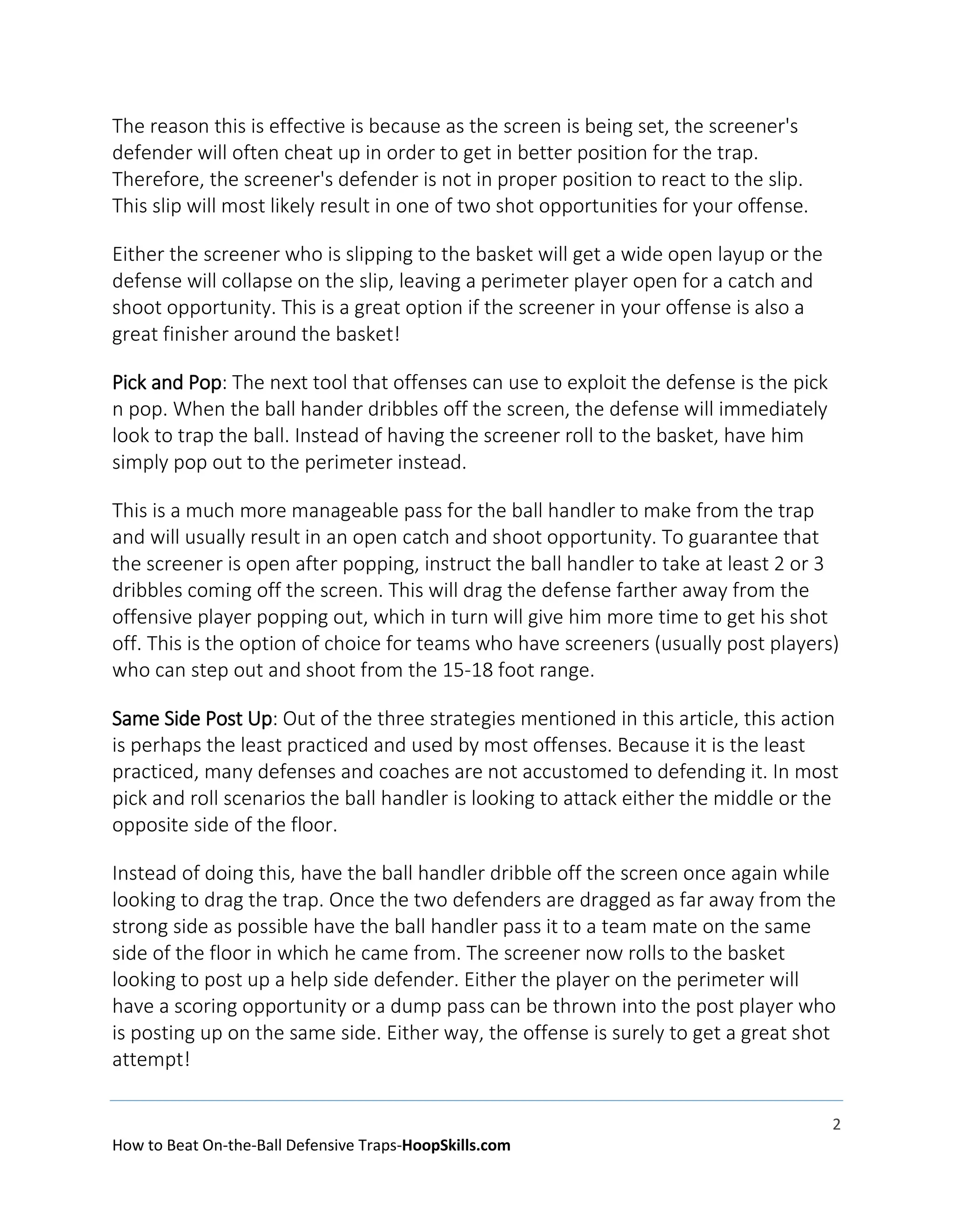 How to beat on the-ball defensive traps in basketball | PDF