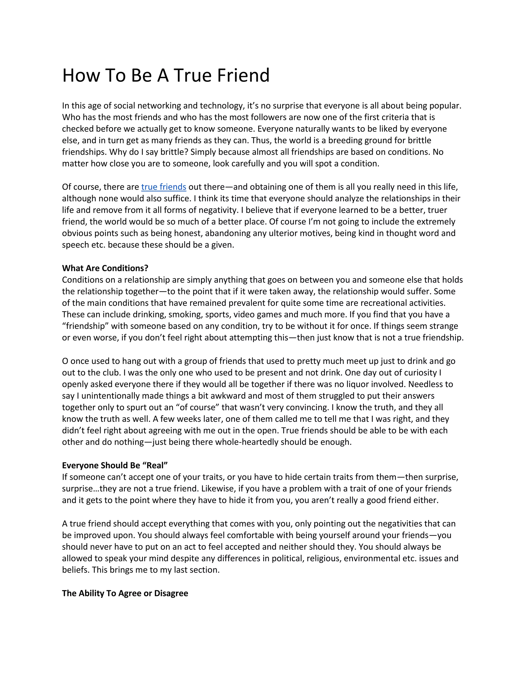 How to be a true friend | DOCX