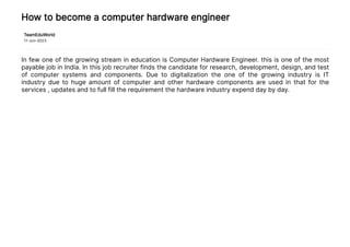 How to become a computer hardware engineer | PDF