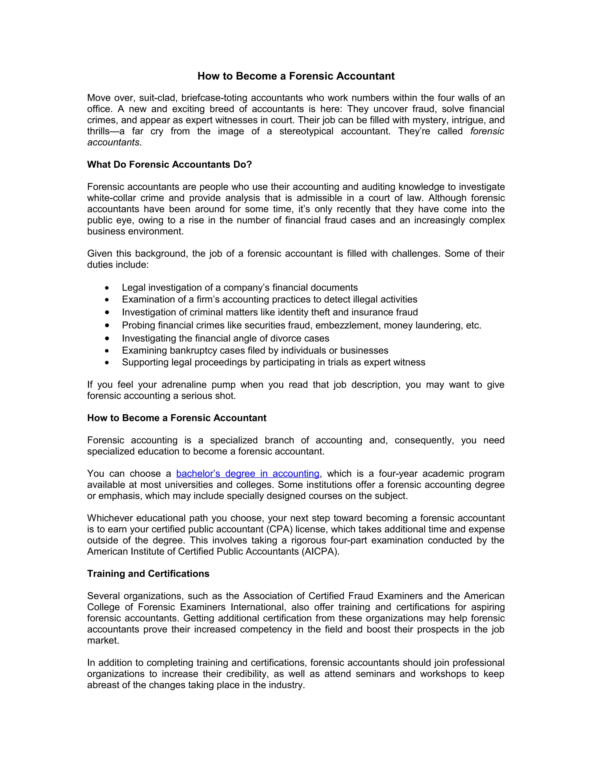 How to Become a Forensic Accountant | PDF