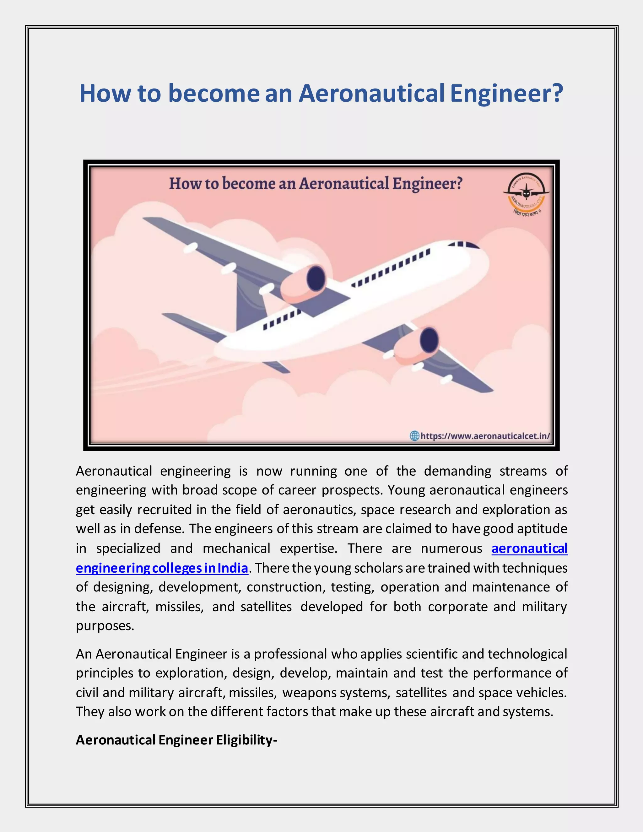 How to become an aeronautical engineer? | PDF