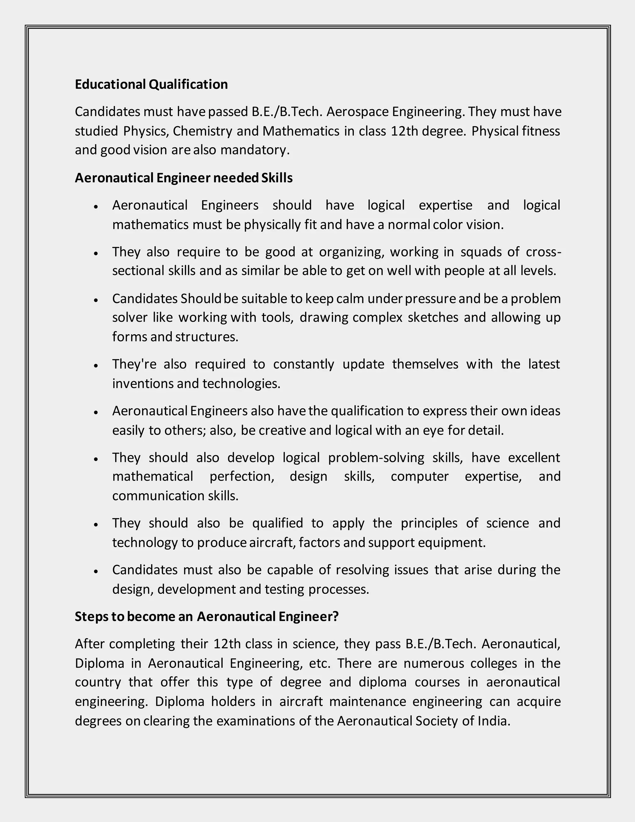 How to become an aeronautical engineer? | PDF