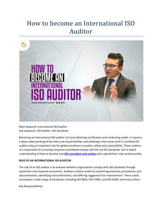 How to become an International ISO Auditor.pdf | Free Download
