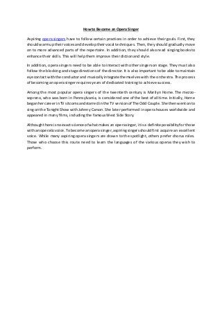 How to Become an Opera Singer | DOCX