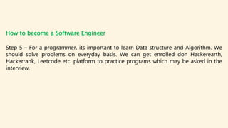 How to become a Software Engineer Carrier Path for Software Developer | PPTX