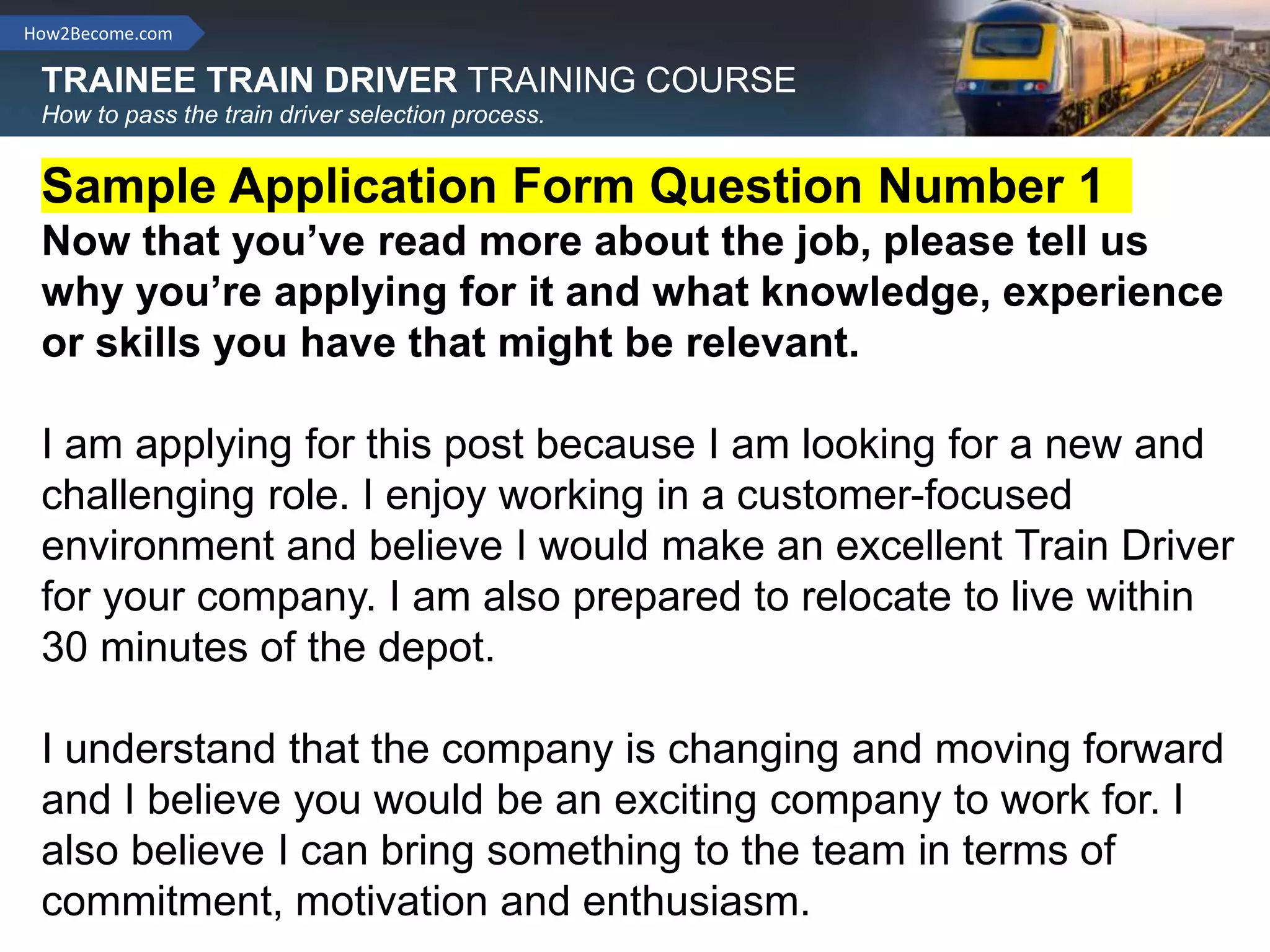 How To Become A Train Driver - Application Form, Train Driver Tests and ...