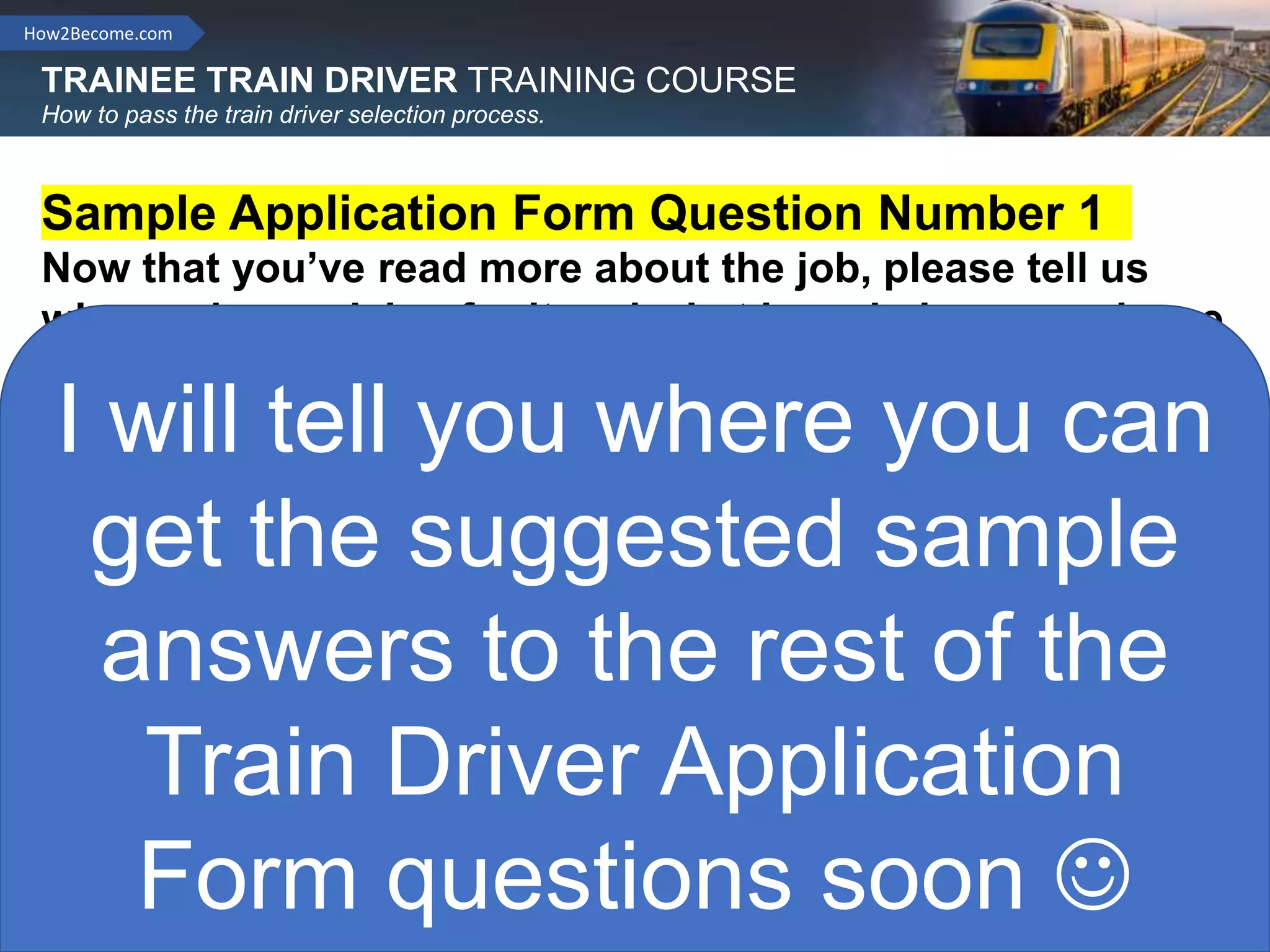 How To Become A Train Driver - Application Form, Train Driver Tests and ...