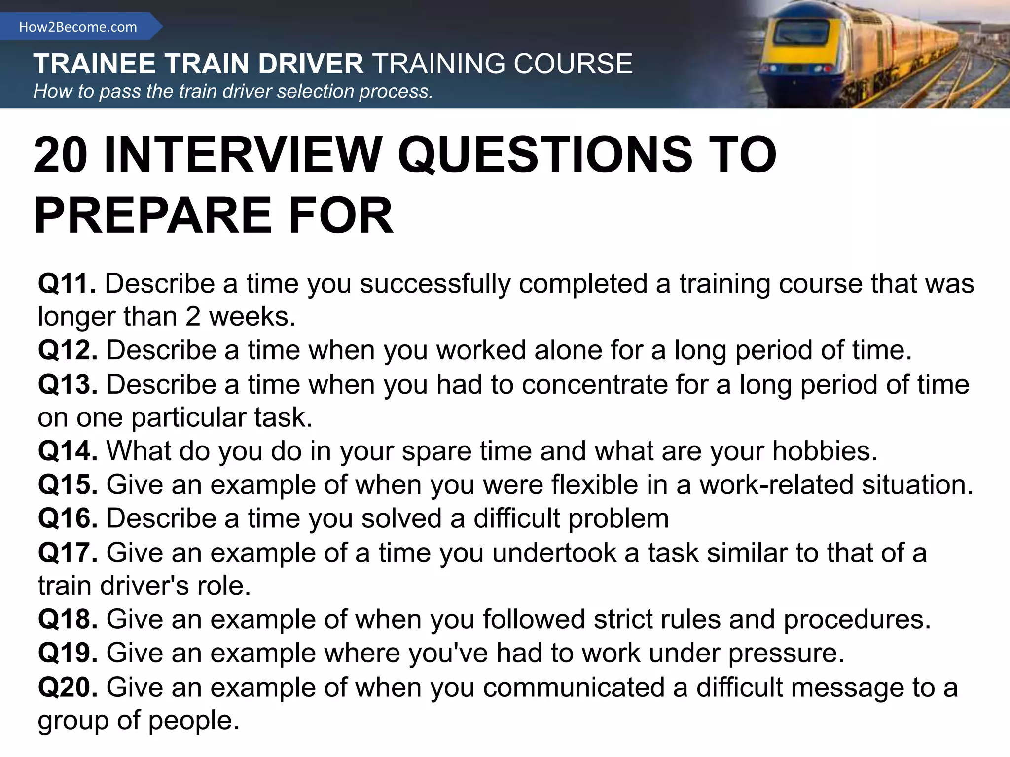 How To Become A Train Driver - Application Form, Train Driver Tests and ...