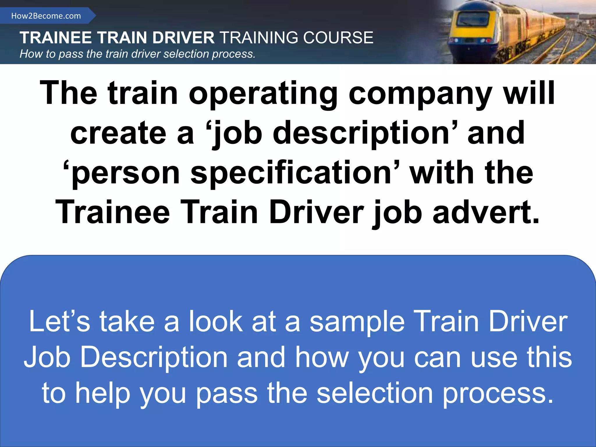 How To Become A Train Driver - Application Form, Train Driver Tests and ...
