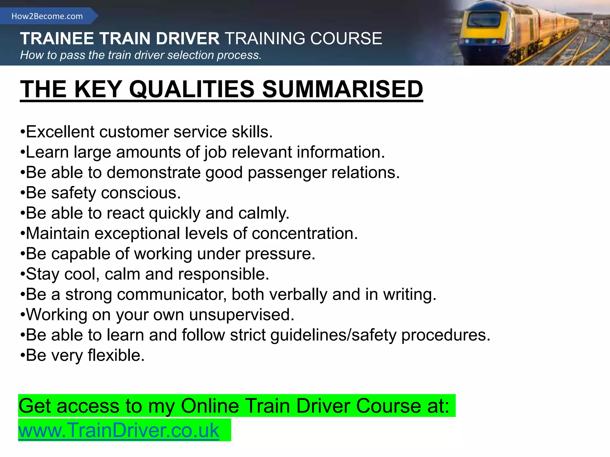 How To Become A Train Driver - Application Form, Train Driver Tests and ...