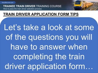 How To Become A Train Driver - Application Form, Train Driver Tests and ...