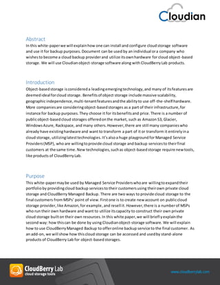 How to become cloud backup provider with Cloudian HyperStore and CloudBerry Lab products | PDF