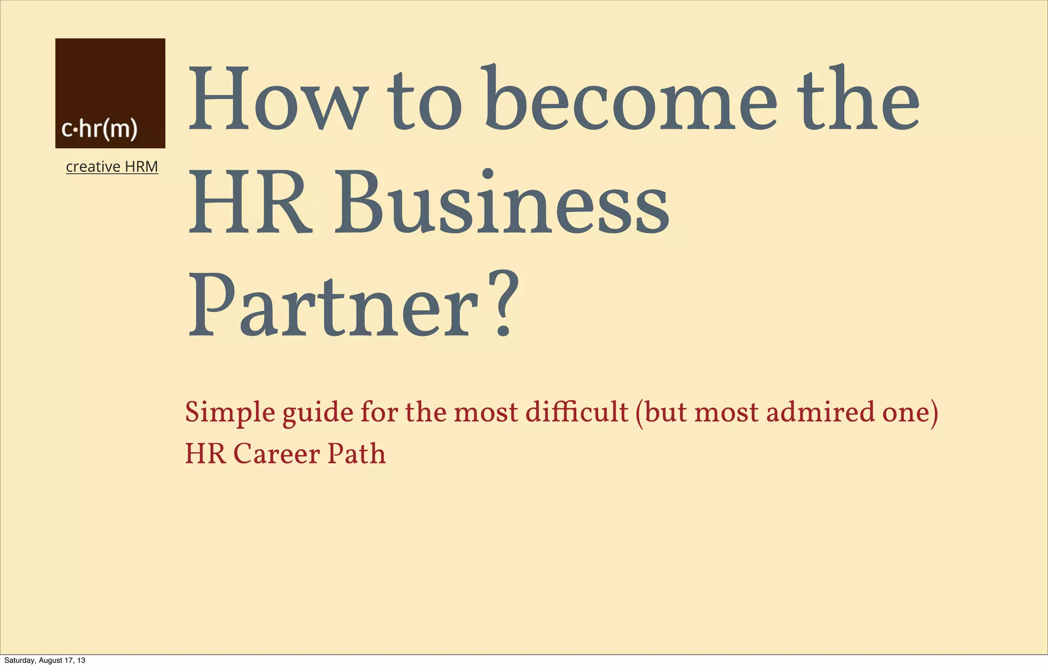 How to become the HR Business Partner | PDF