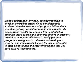 How to be consistent | ODP