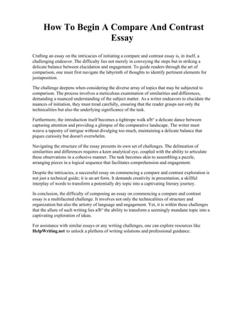 How To Begin A Compare And Contrast Essay.pdf