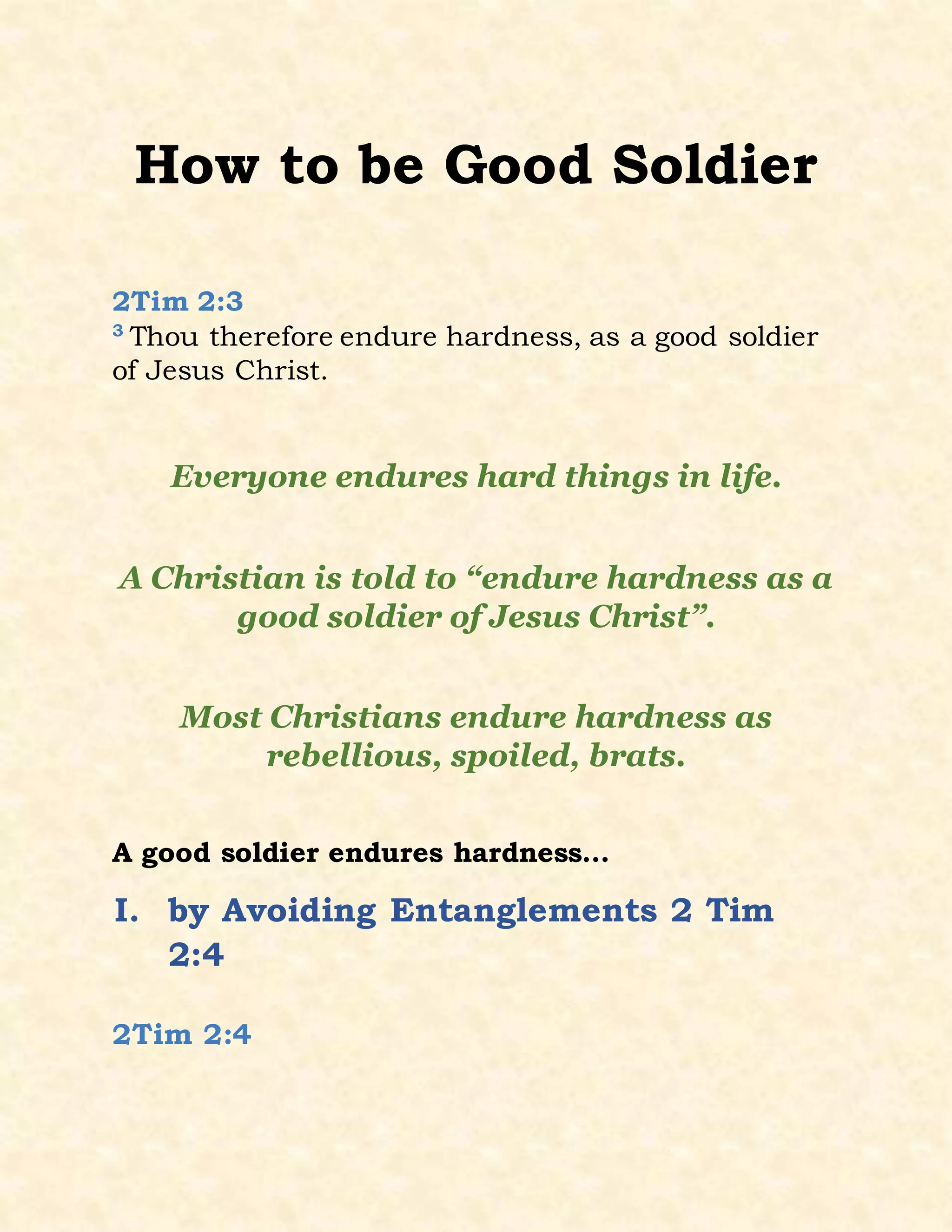 How to be a Good Soldier | DOCX | Christianity | Religion & Spirituality