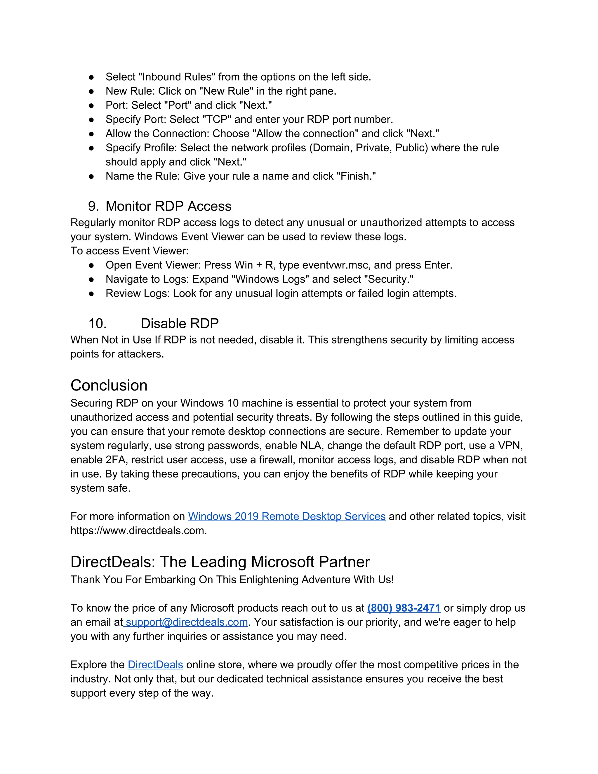 How to best set-up a secure RDP for a Windows 10 machine.docx