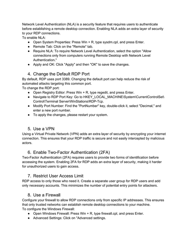 How to best set-up a secure RDP for a Windows 10 machine.docx