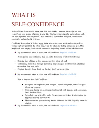 How to boost self confidence | PDF