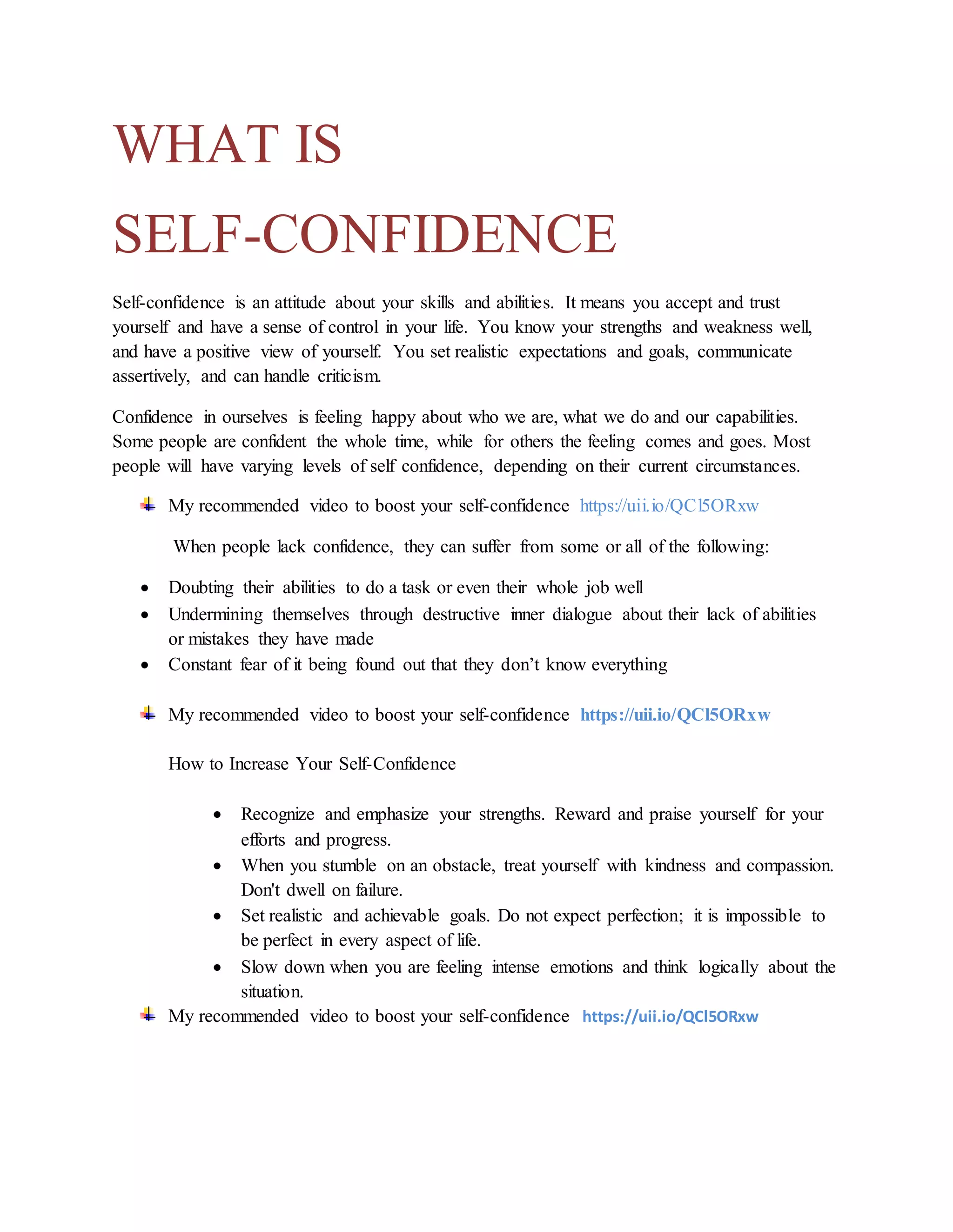 How to boost self confidence | DOCX